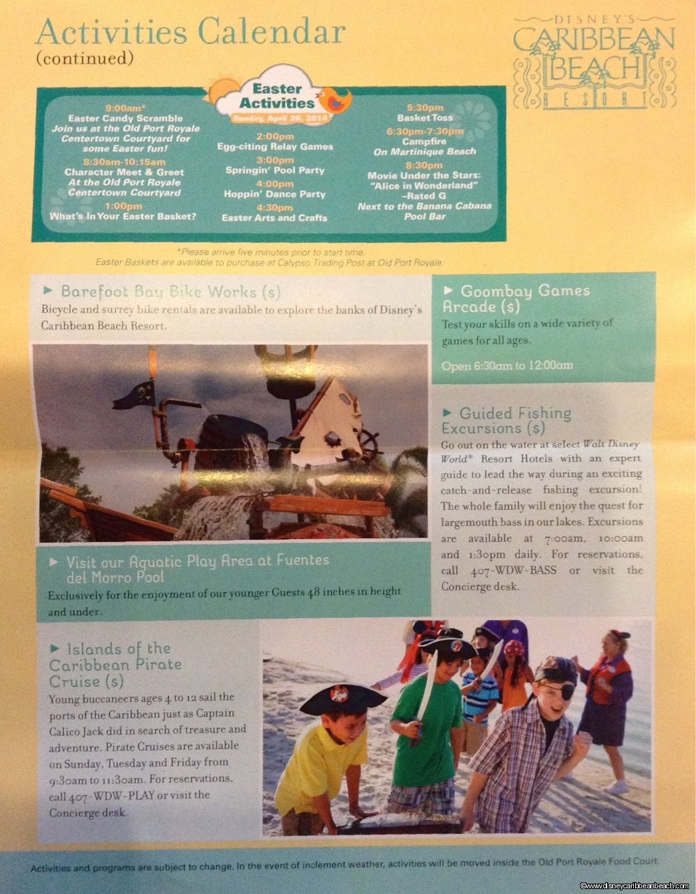 Maps and Printed Info | Caribbean Beach Resort Fan Site